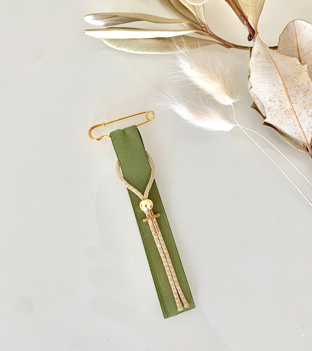 Olive Green and Gold Cross Pin Martyiko/Witness pins – KaterinasDesigns